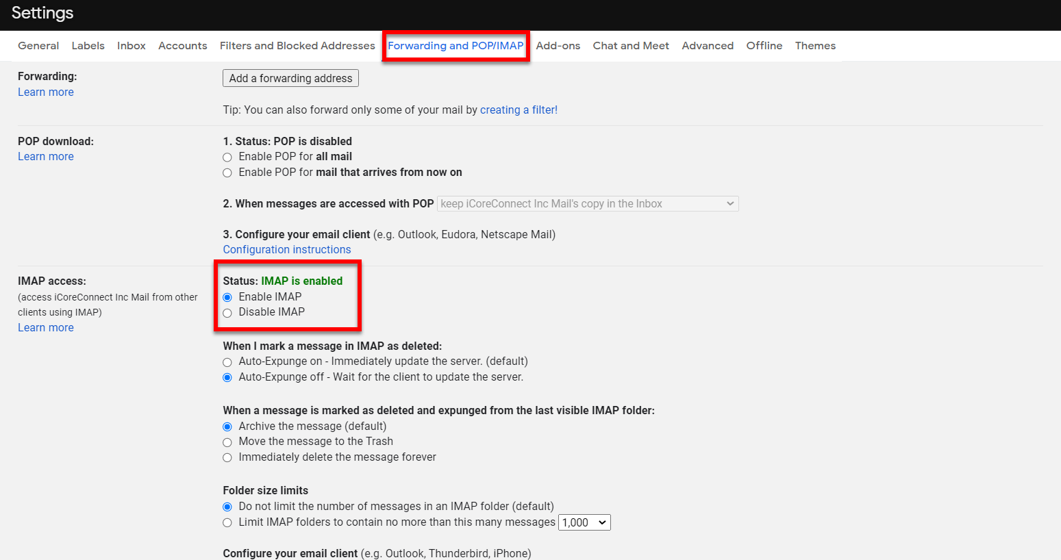 iCoreExchange – How to set IMAP and SMTP Settings – iCoreConnect